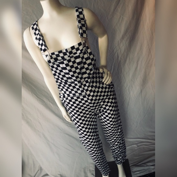 UNIF | Jeans | Nwt Unif Black And White Checkered Overalls | Poshmark
